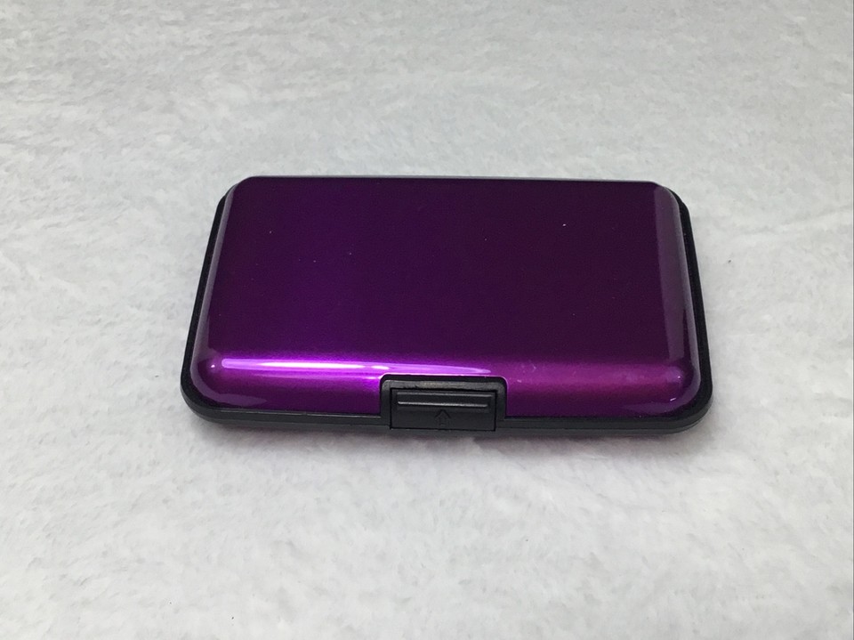 Hard Shell Purple Compact Credit Card Holder 7 Slots For Cards w/ Snap ...