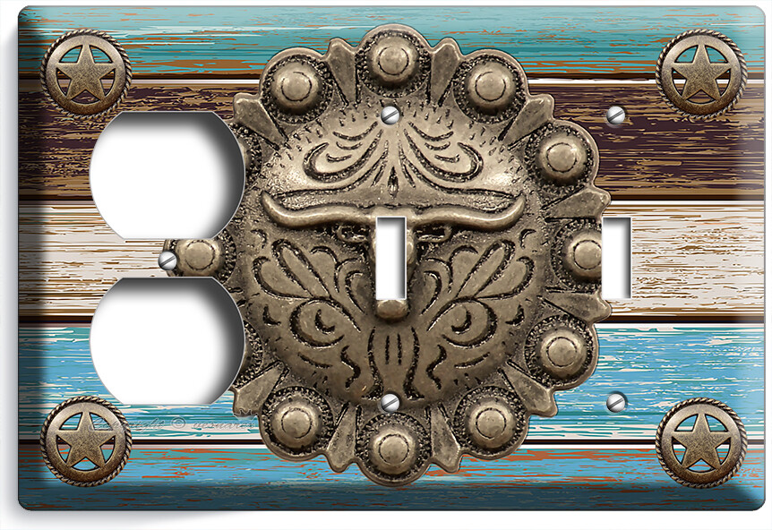LONE STAR LONGHORN BULL LIGHT SWITCH OUTLET PLATES COWBOY WESTERN ROOM ...