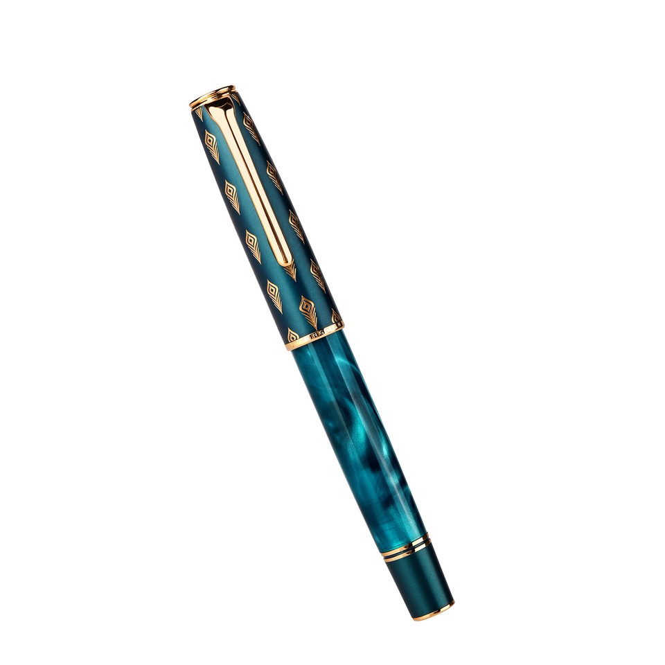 Hongdian N7 Piston Fountain Pen Green Peacock EF/ F Nib Resin Smooth ...