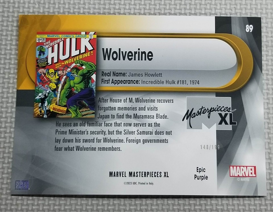 2024 MARVEL MASTERPIECES XL 5x7 #89 PURPLE /199 WOLVERINE | eBay