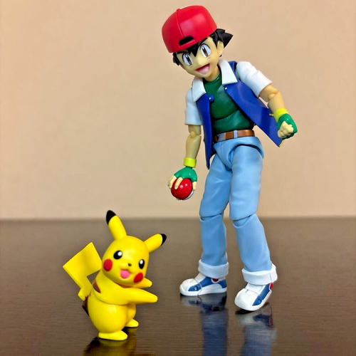 Bandai S.H.Figuarts Satoshi Ash Ketchum & Pikachu Pokémon Figure No box ...