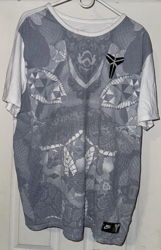 Nike Shirt Mens 2XL White Gray Kobe Mamba Snake Print Short Sleeve ...