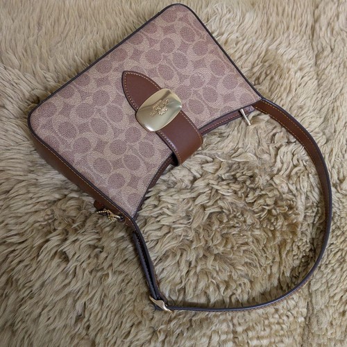 COACH CW008 2way Shoulder Canvas Leather Brown H6.5xW9.6xD2.5 In Used ...
