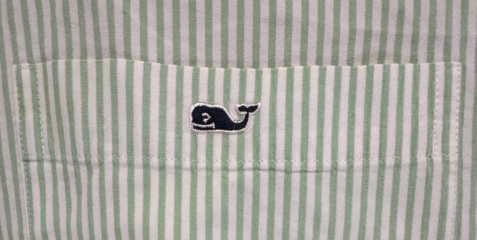 Vineyard Vines Tucker Shirt Men's L Green White Striped Button Down ...
