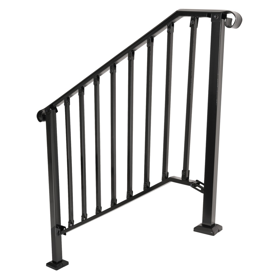 Steel Handrail Adjustable for 4-5 Steps Outdoor Stair Railing Step Hand ...