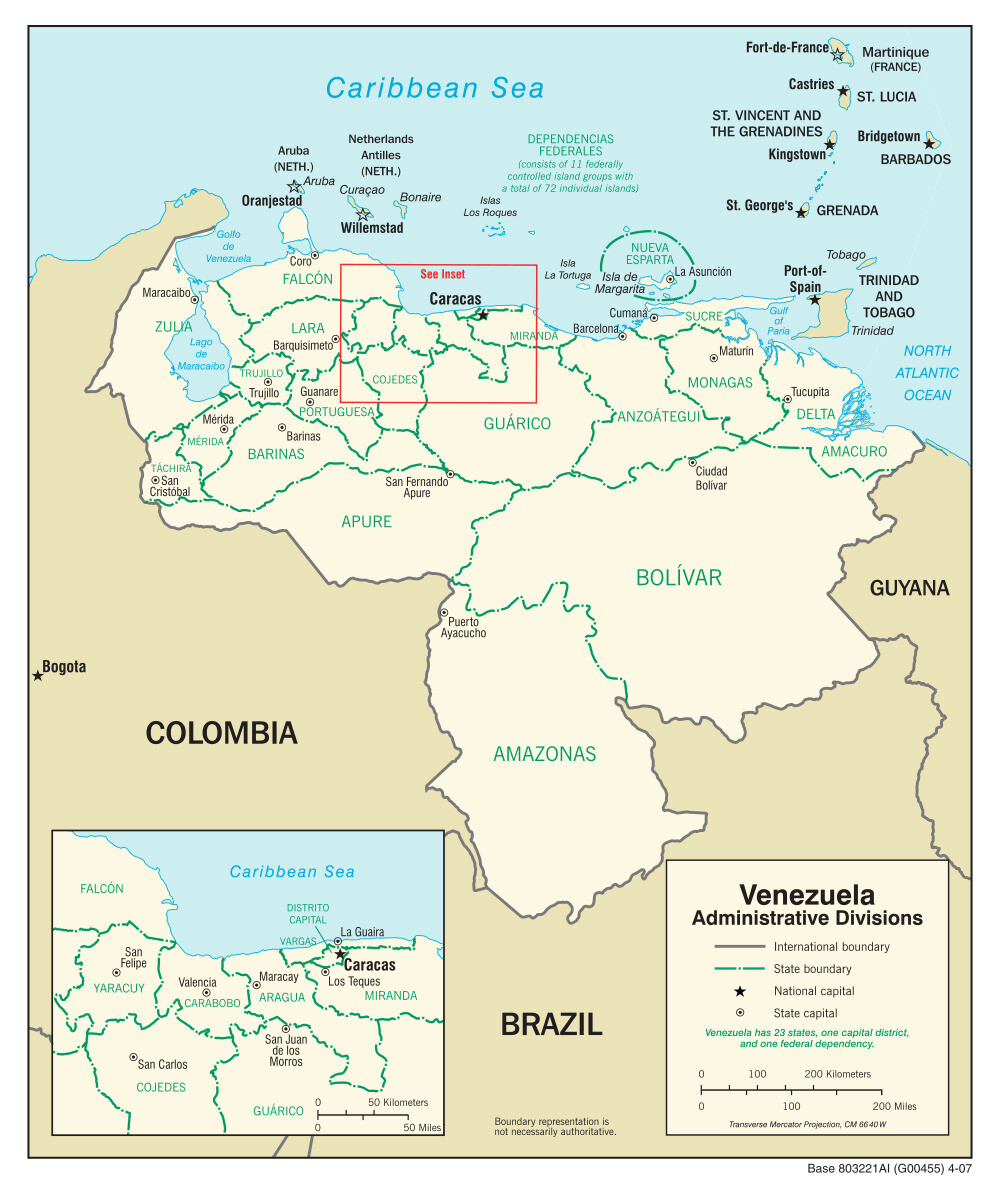 Venezuela Political Administrative Province Map Country Nation Poster ...