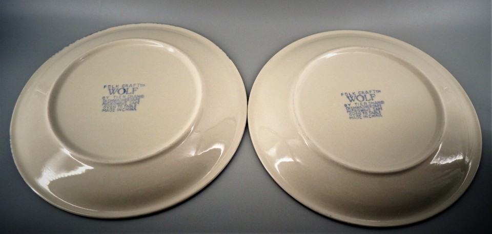 Folkcraft Spongeware Wolf Dinner Plates Set Of Two Tienshan Dinnerware ...