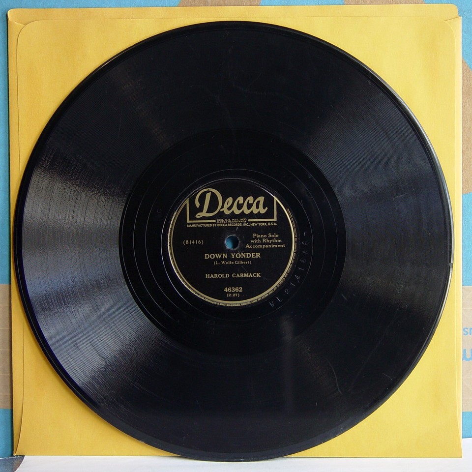 78 RPM 10": Decca 46362 Harold Carmack - Down Yonder / Margie 1951 ...