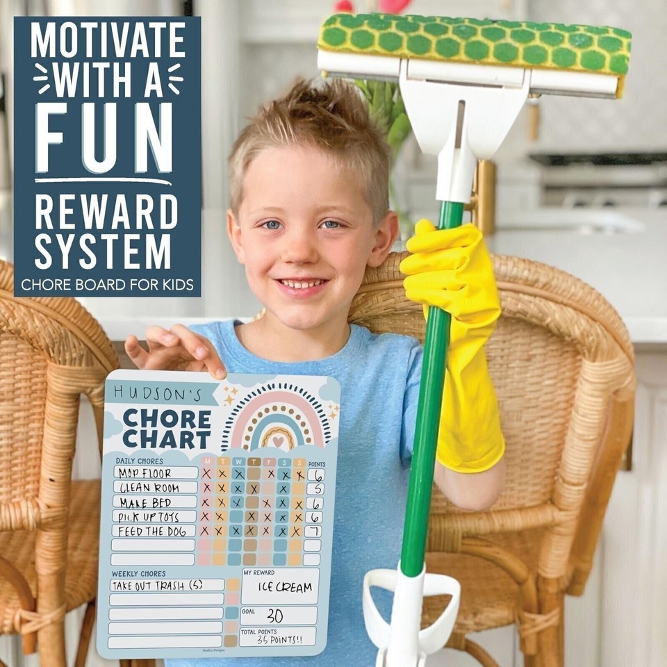 Boho Dry Erase Chore Chart for Kids - Magnetic Chore Chart for Kids ...