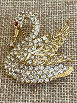 Swarovski Crystal Signature Swan Signed Brooch Pin SHIPS FREE | eBay