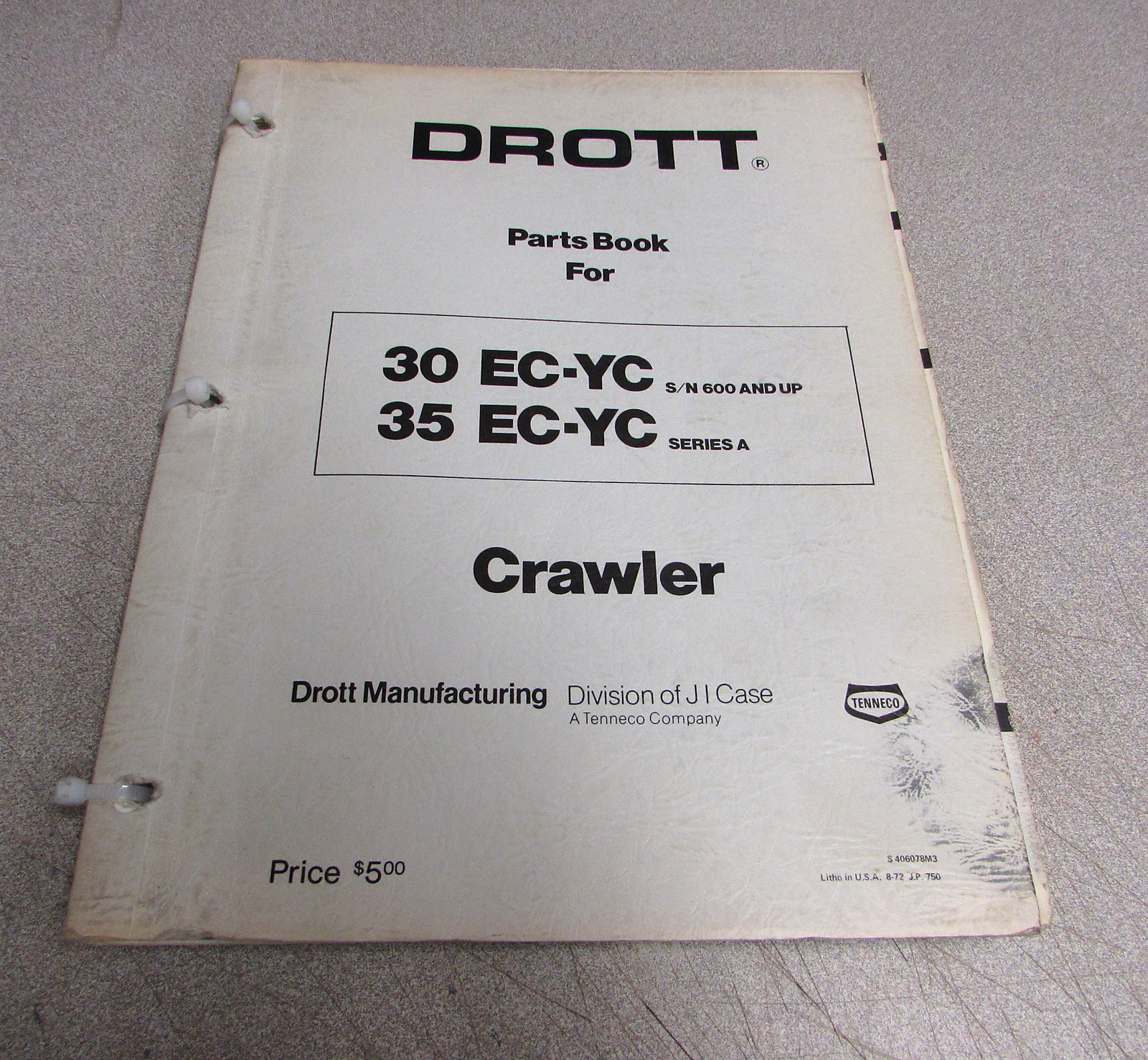 Drott Case 30 35 EC-YC Crawler Parts Catalog Manual S406078M3 1972 | eBay