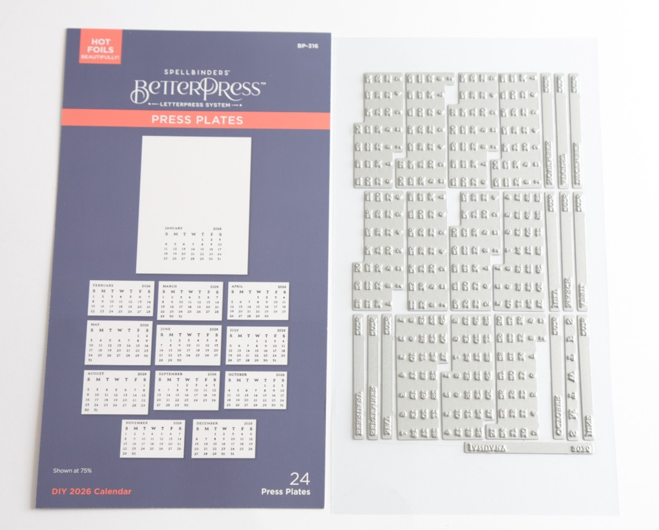 Spellbinders Betterpress DIY 2026 Calendar Press Plates & DIY Easel ...
