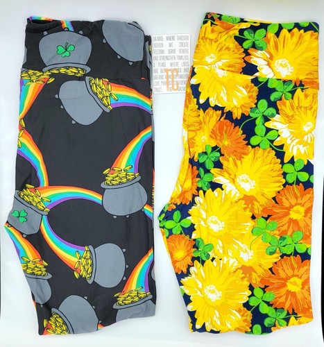 NWT 2 PR LULAROE TC ST. PATRICK'S DAY LEGGINGS: RAINBOW GOLD & FLORAL ...