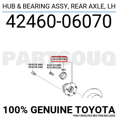 4246006070 Genuine Toyota HUB & BEARING ASSY, REAR AXLE, LH 42460-06070 ...