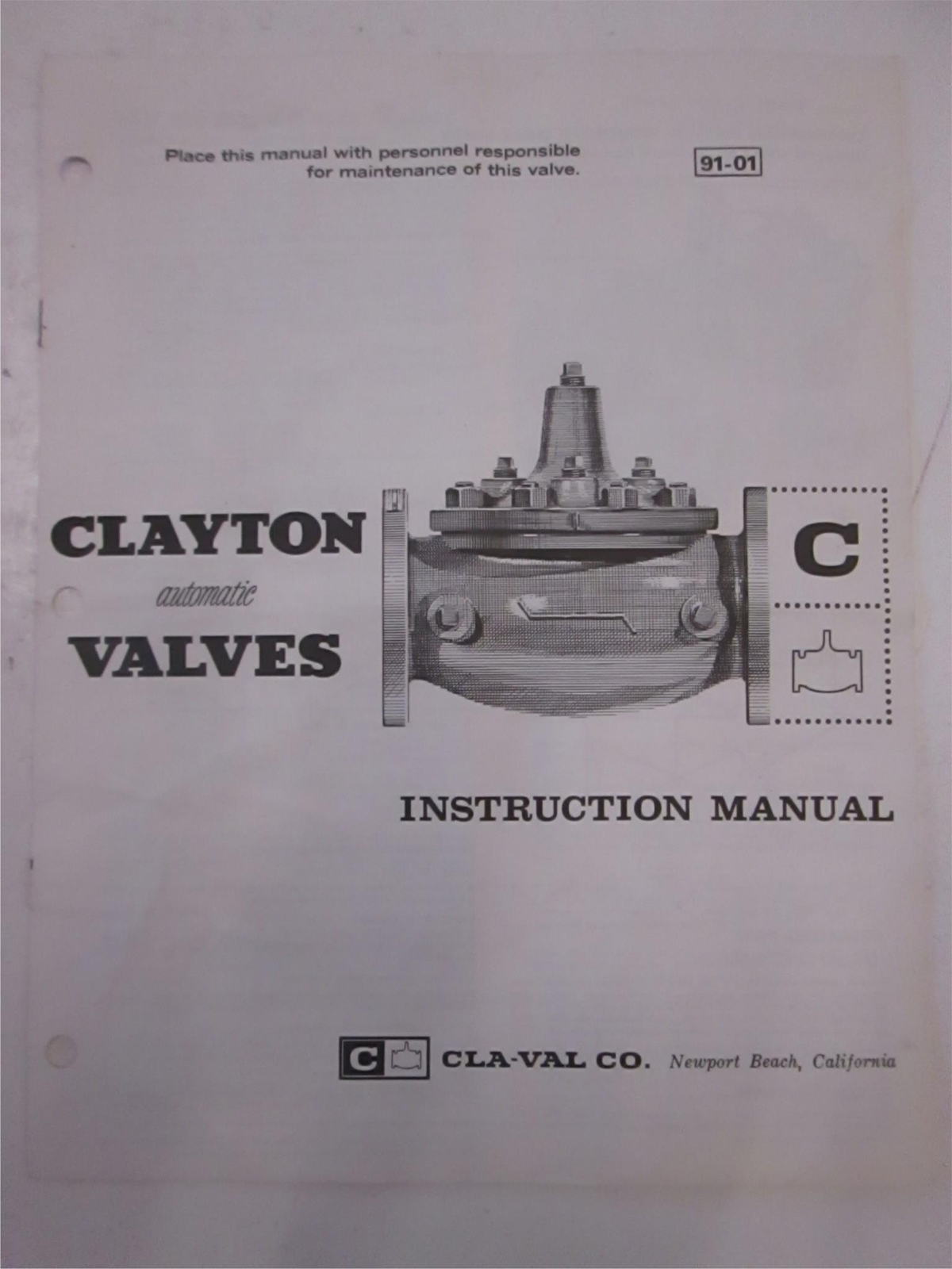 Cla-Val Co. Model 91-01 Instruction Manual, Used | eBay