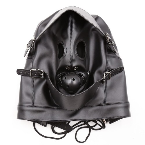 PU Removable Eye-mouth Masks Ball Gags Hood Slaves Harness Restraints ...
