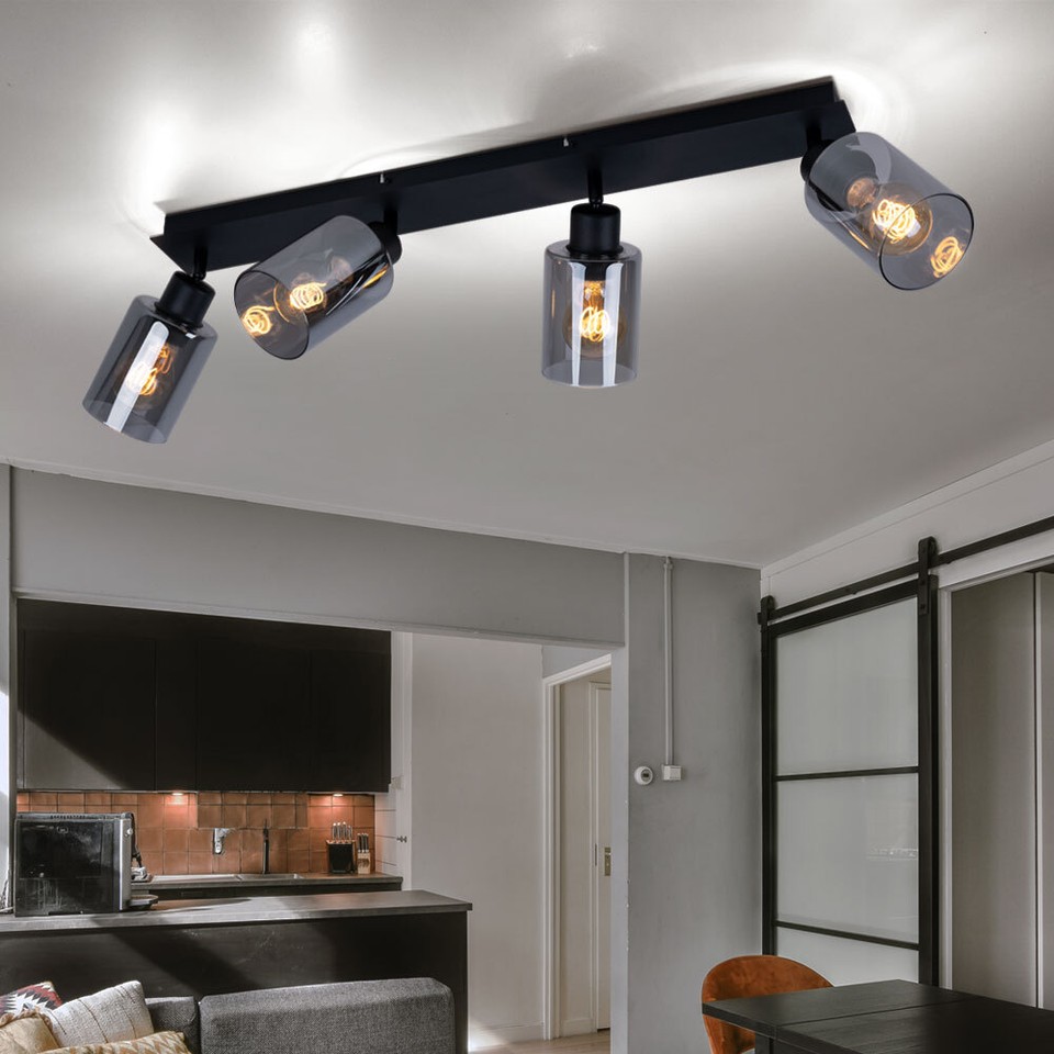 Plafoniera Binario Faretti Spot Lampada Sala Pranzo Vetro Regolabile L ...