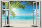 3D Sunshine Beach Window View Removable Wall Art Stickers Vinyl Decal ...