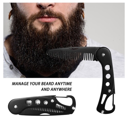 Stainless Steel Folding Comb Portable Beard Comb Men Beard Styling ...