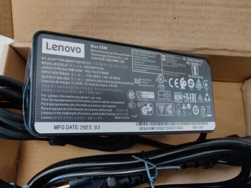 Lenovo 65W USB-C Laptop Charger Power Supply Adapter - Black ...