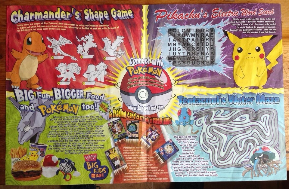 Burger King: 1999 Pokemon The First Movie Promo Leaflet Vol. 10 Issue 8 ...
