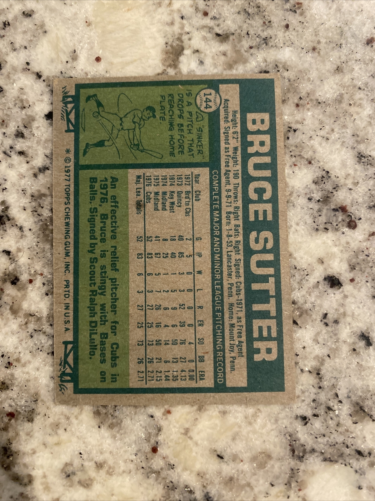 1977 Topps - Bruce Sutter #144 (RC) for sale online | eBay