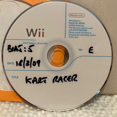 Nintendo Wii Dev Prototype "Kart Racer" 3/18/2009 Disc RVT-R RVT-004 ...