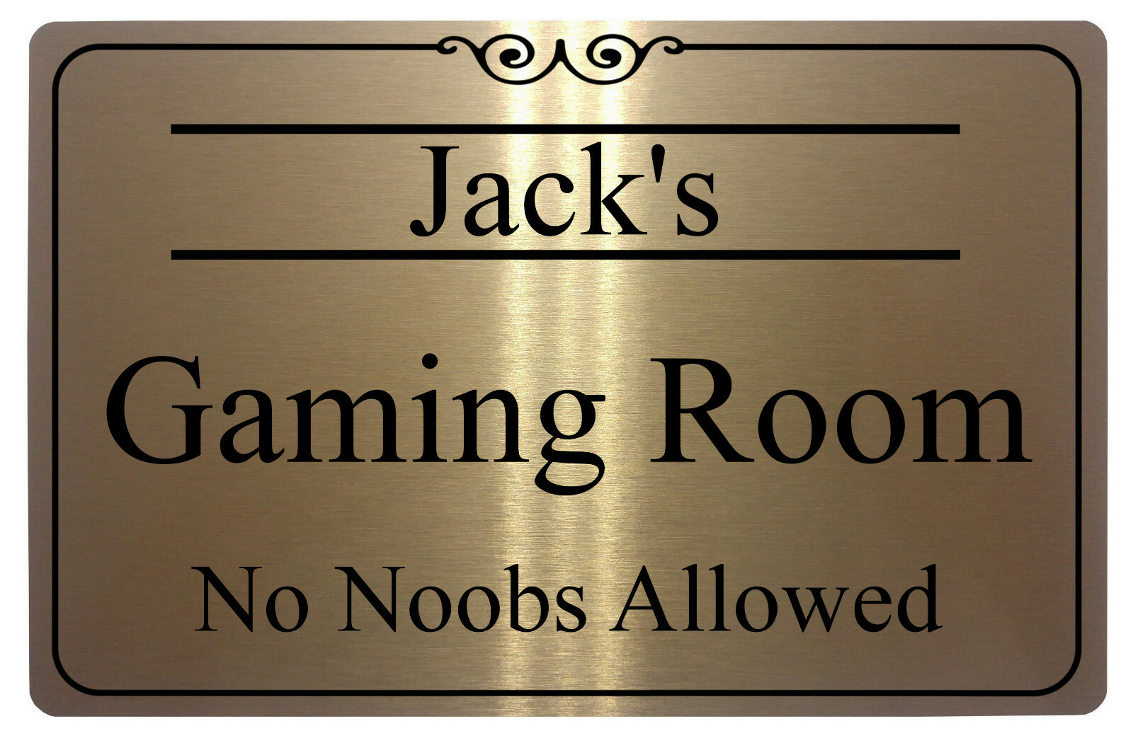 Personalised Name Gaming Room No Noobs Allowed Metal Aluminium Sign ...