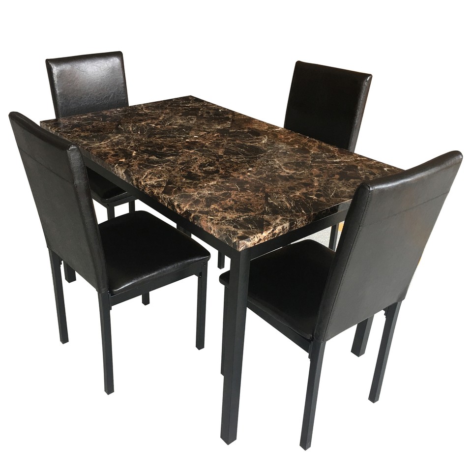 Modern Dining Set Kitchen Room Table Set, Dining Table , 4 Faux Leather Chairs | eBay