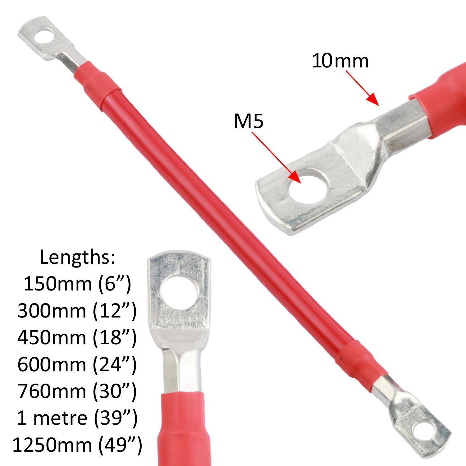 Battery Lead Power Cable 7mm² 30A M5 Copper Positive Negative Earth ...