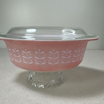 Rare Promotional Pyrex 1.5 Qt Casserole Pink Stems 043 Vintage 1962 W ...