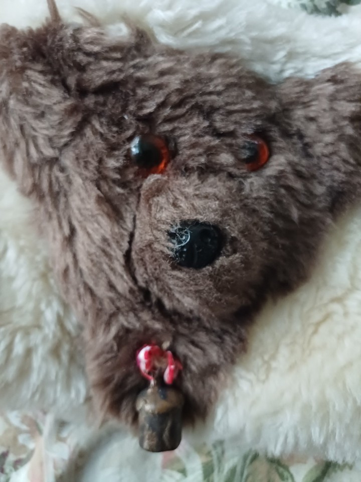 Vintage Children’s Hand Muff – Teddy Bear Face with Glass Eyes & Old ...