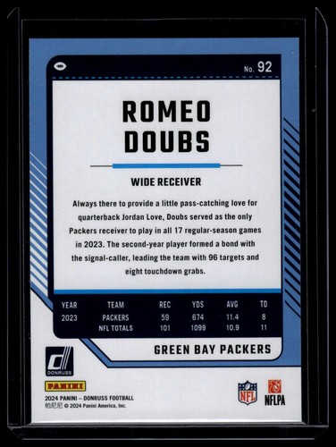 2024 Donruss #92 Romeo Doubs red press proof | eBay