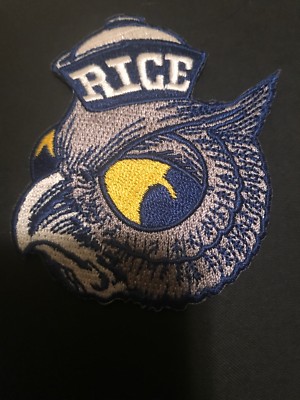 Rice University Rice Owls Vintage Embroidered Iron On Patch (NOS) 3" x ...