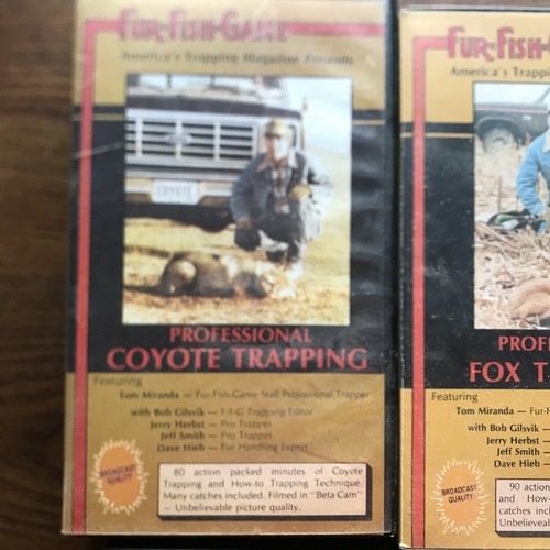 Lot of 5 FUR-FISH-GAME Pro Trapping VHS Tapes*Tom Miranda*Fox,Coyotes ...