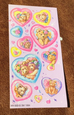 Vintage 1994 3M Post-it Sticker Sheet BEAUTIFUL TEDDY BEARS LOVE Cute ...
