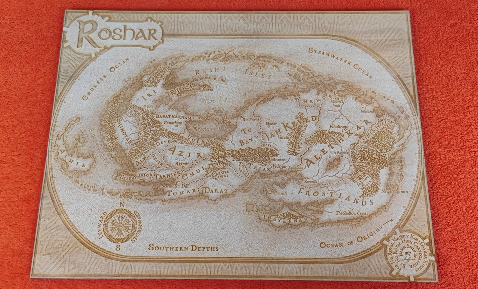 Laser engraved map of Roshar v2 from The Stormlight Archive by B ...