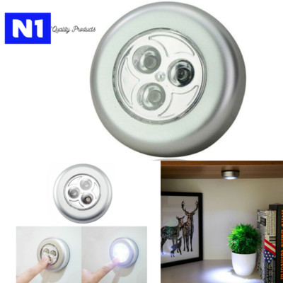 3 LED Touch Push On Off Light Self-Stick On Click Battery Operated ...