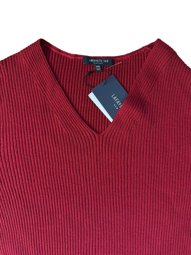 NWT $398 Lafayette 148 NY Merino Wool Ribbed V-Neck Sweater Size XXL | eBay