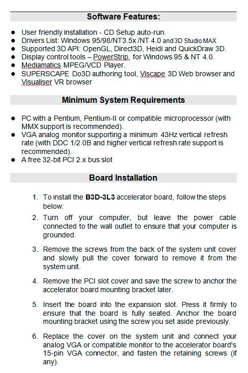 3D Labs Permedia2 VIEWTOP Mars2 B3D-3L3 PCI video card RETROGAMING ...