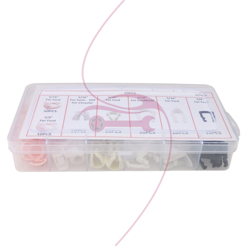 70 Pieces Fuel Line Retainer Clip 7 Size 3/8 5/16 Assortment fits ...
