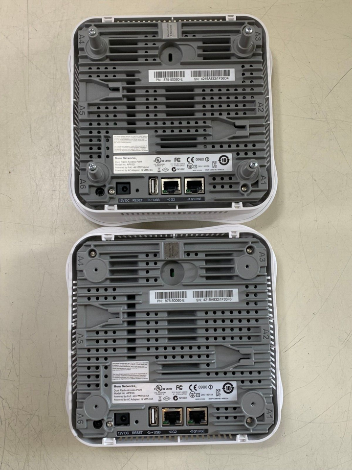 LOT OF 2: MERU NETWORKS AP832i DUAL BAND ACCESS POINT WALL MOUNT W/O AC ...