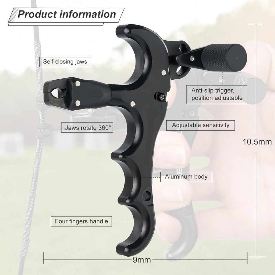 Compound Bow Release Aids 4 Finger Thumb Trigger Caliper Archery ...