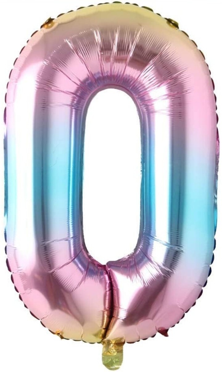 Set of 2 40" Rainbow Gradient Colorful Number zero Foil Helium Balloons ...