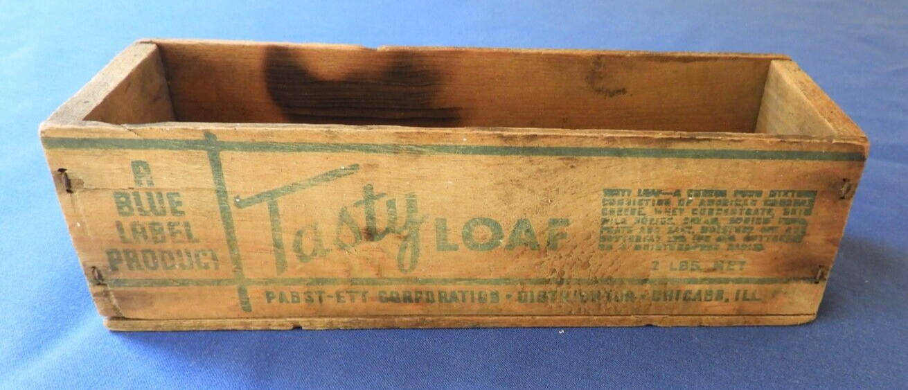 Pabst-ett Tasty Loaf Blue Label Cheese Primitive Wood Box 3" x 9 ...