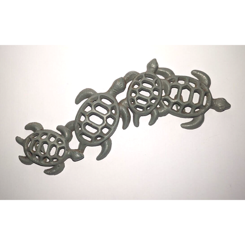 Cast Iron Trail of Turtles Wall Decor Beach Sea Turtles Figurine | eBay