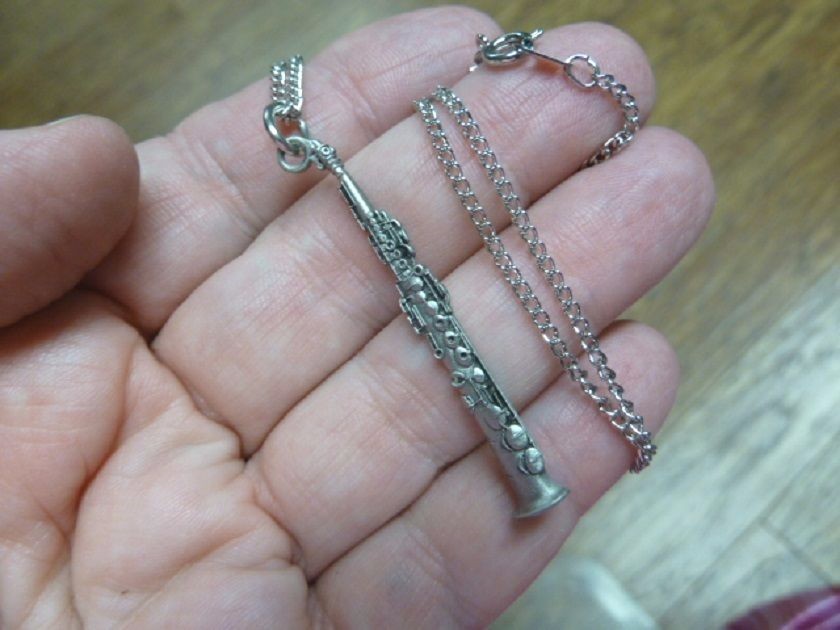 (M-201-G) SOPRANO Sax Saxophone pewter pendant necklace JEWELRY love ...