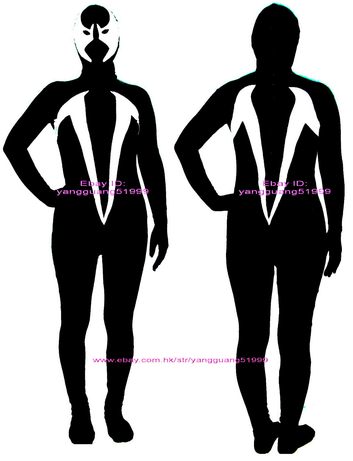 Black/White Spandex Spawn Suit Catsuit Costume Unisex Spawn Bodysuit ...