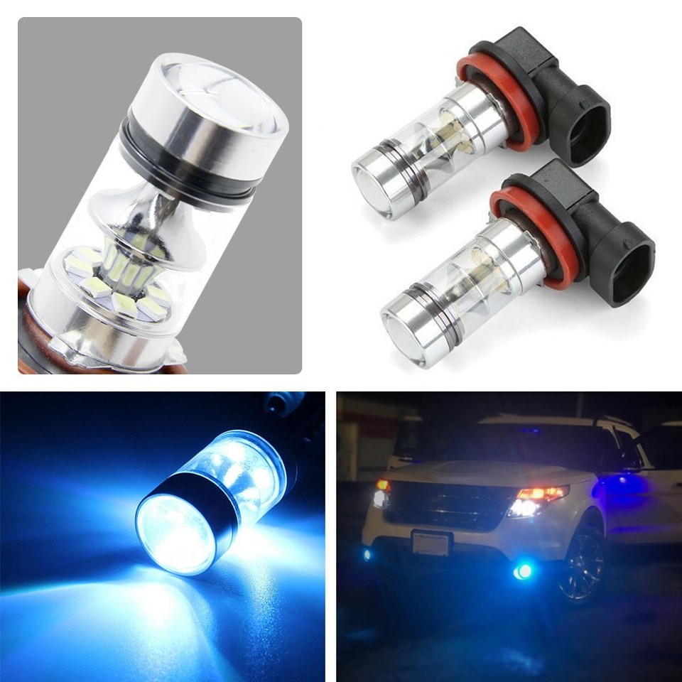 2x 8000K Ice Blue H8 H11 H9 100W LED Fog Light Headlight Bulb For Chevy ...