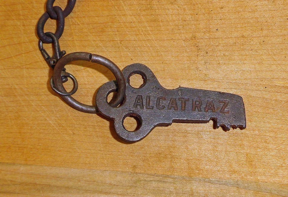Alcatraz Prison Guard Iron Cell Key, Tag & Solid Brass Whistle | eBay